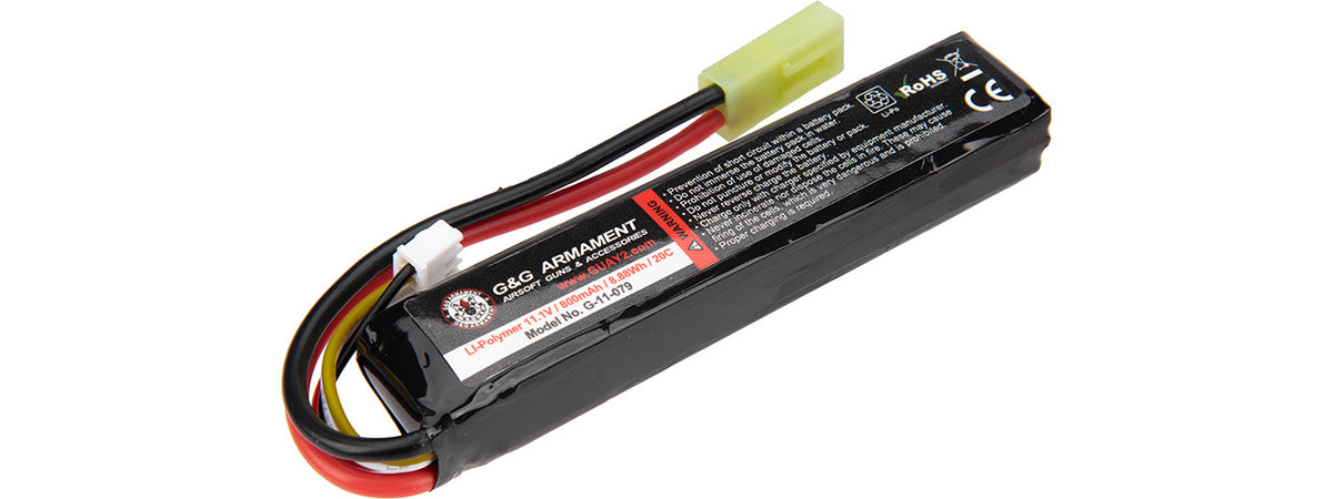 G&G 20C 11.1V 800mAh Li-Po Battery (For M4/M16 Stock Tube) – Wholesale ...